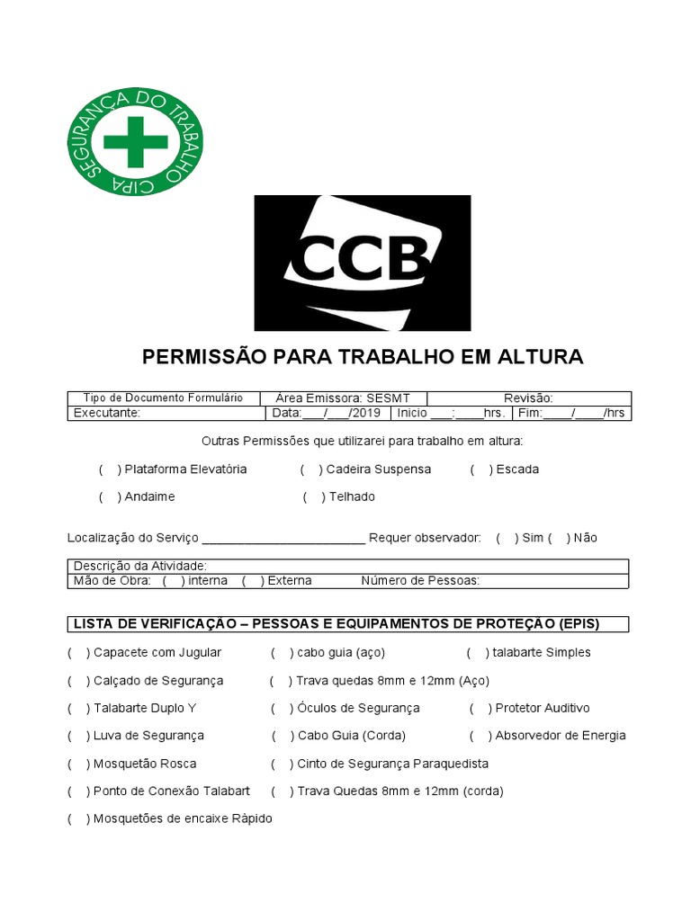 Permissão para Trabalho em Altura | PDF