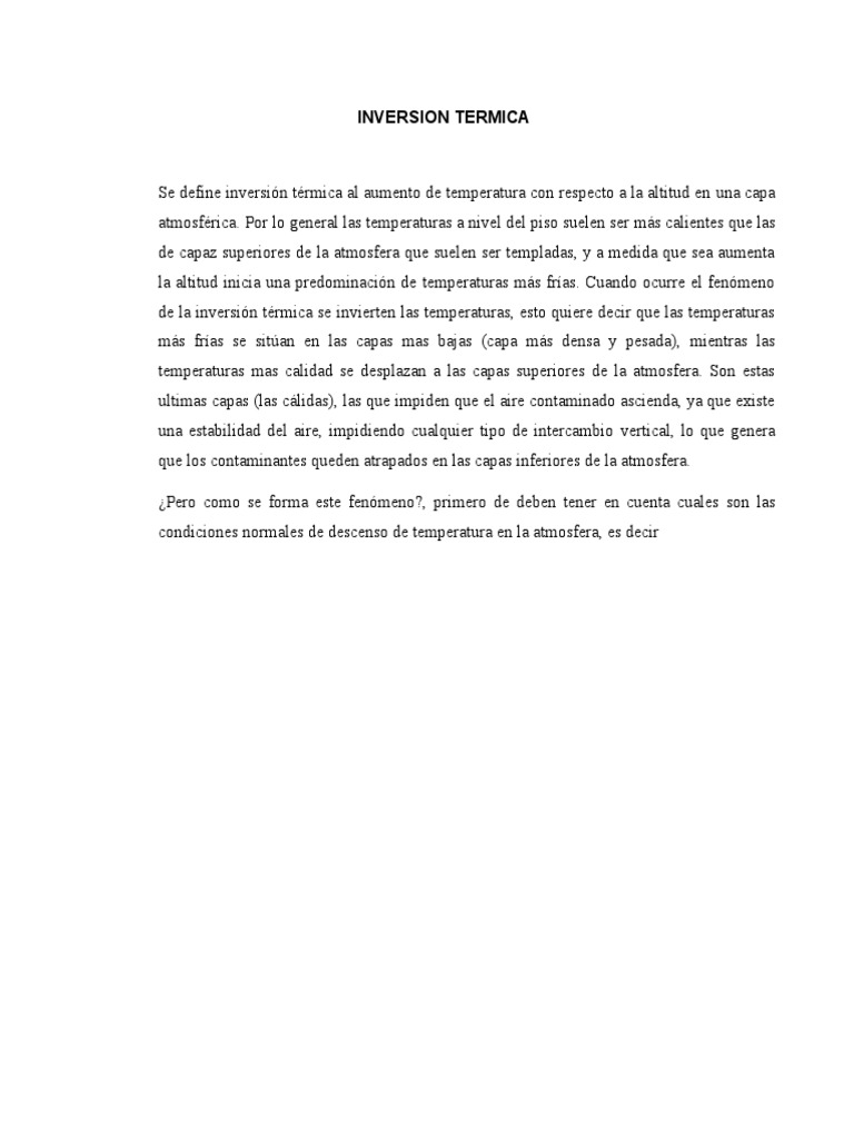 Inversion Termica e Islas de Calor | PDF | Física Aplicada e ...