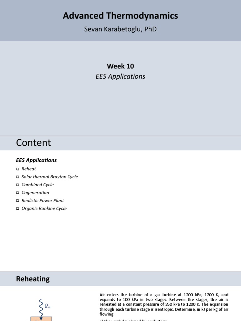 Advanced Thermodynamics EES Topics | PDF | Steam | Cogeneration