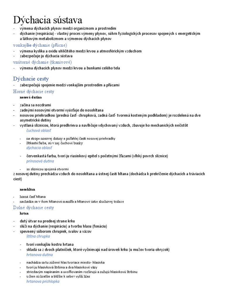 Dýchacia Sústava | PDF