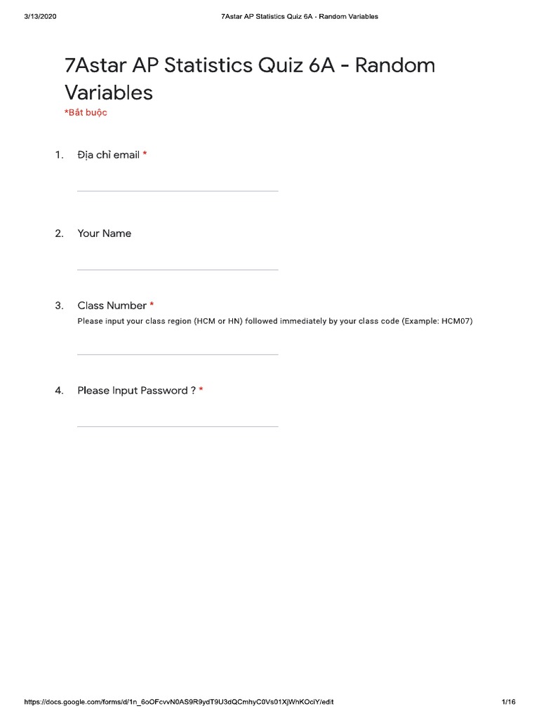 AP Stats Quiz 6A Sol | PDF