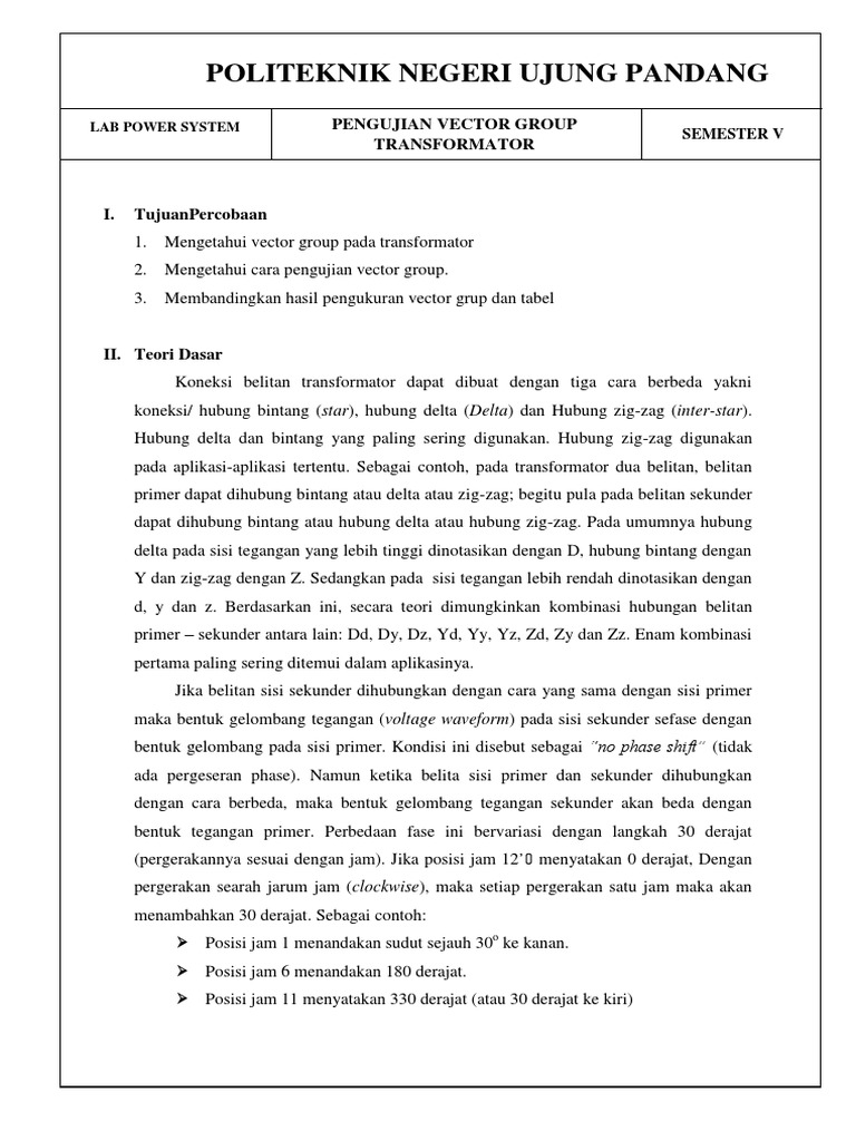 Pengujian Vector Group Transformator | PDF | Sains & Matematika