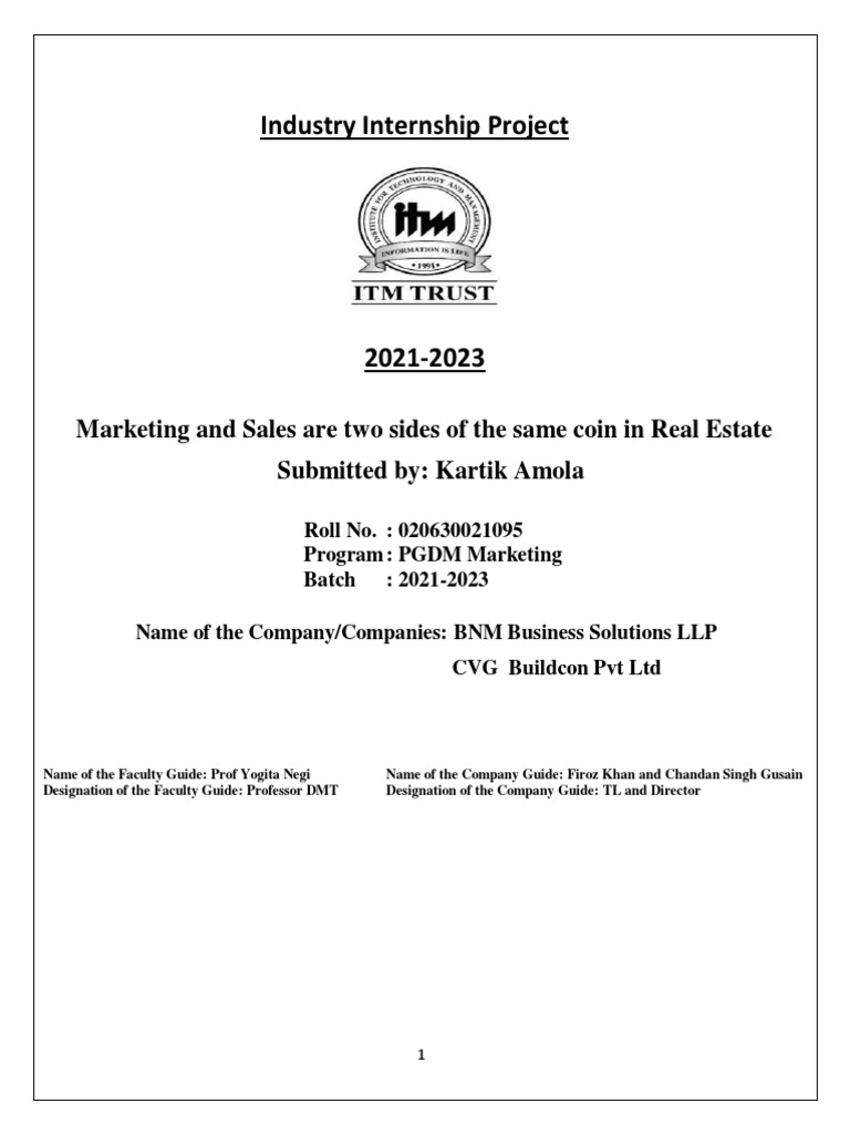 IIP FINAL REPORT - Kartik Amola | PDF | Customer Relationship ...