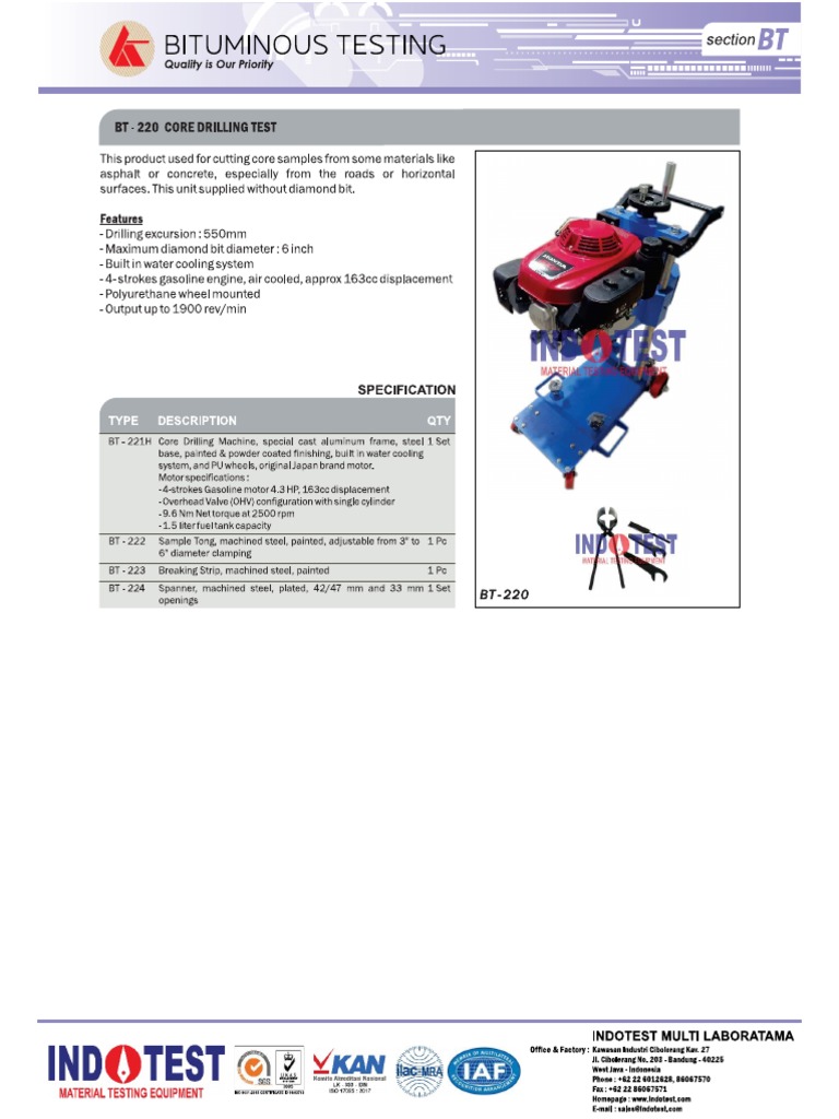 Indotest Core Drilling Test | PDF