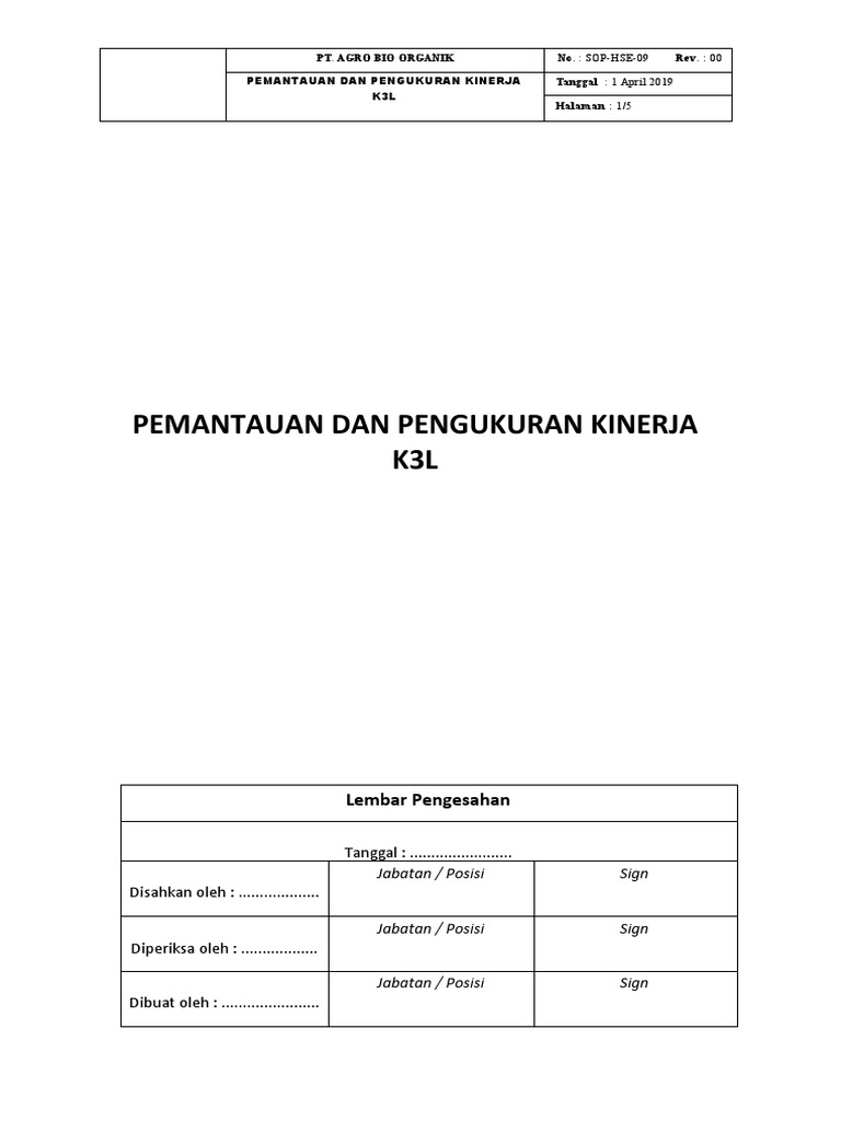 SOP Pemantauan Dan Pengukuran Kinerja K3 | PDF