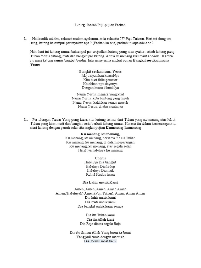 Liturgi Ibadah Puji-Pujian Paskah | PDF