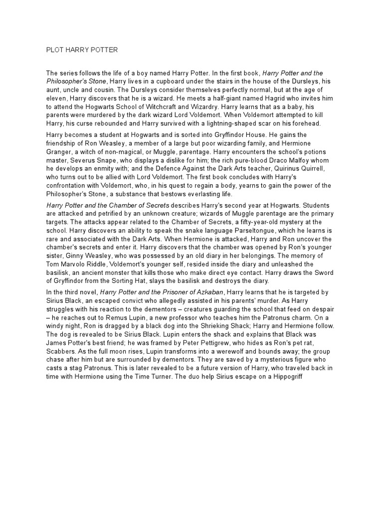 Harry Potter Plot Summary: The Boy Who Lived's Journey | PDF ...