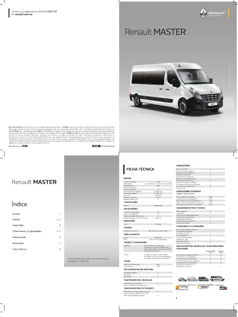 Ficha Tecnica Renault Master 2021 Los Coches | PDF