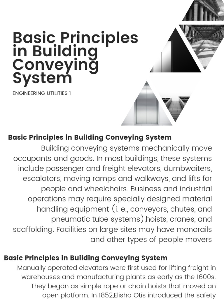 Basic Principles in Building Conveying System | PDF | Elevator | Escalator