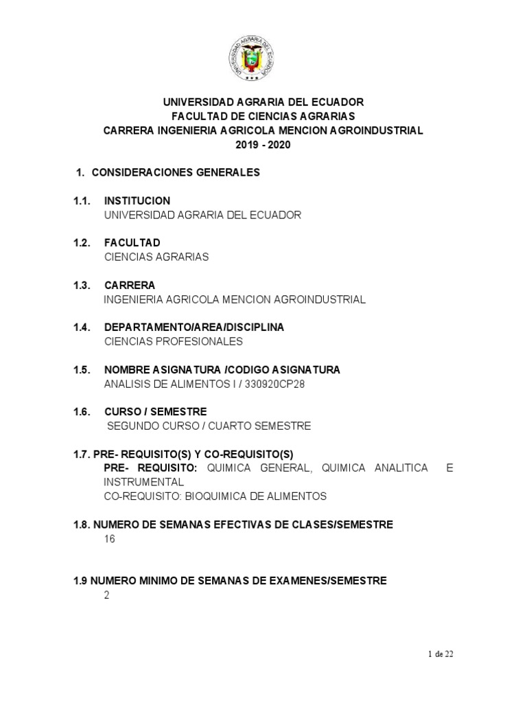 Análisis De Alimentos I Fundamentos Y Métodos Para Evaluar La Calidad