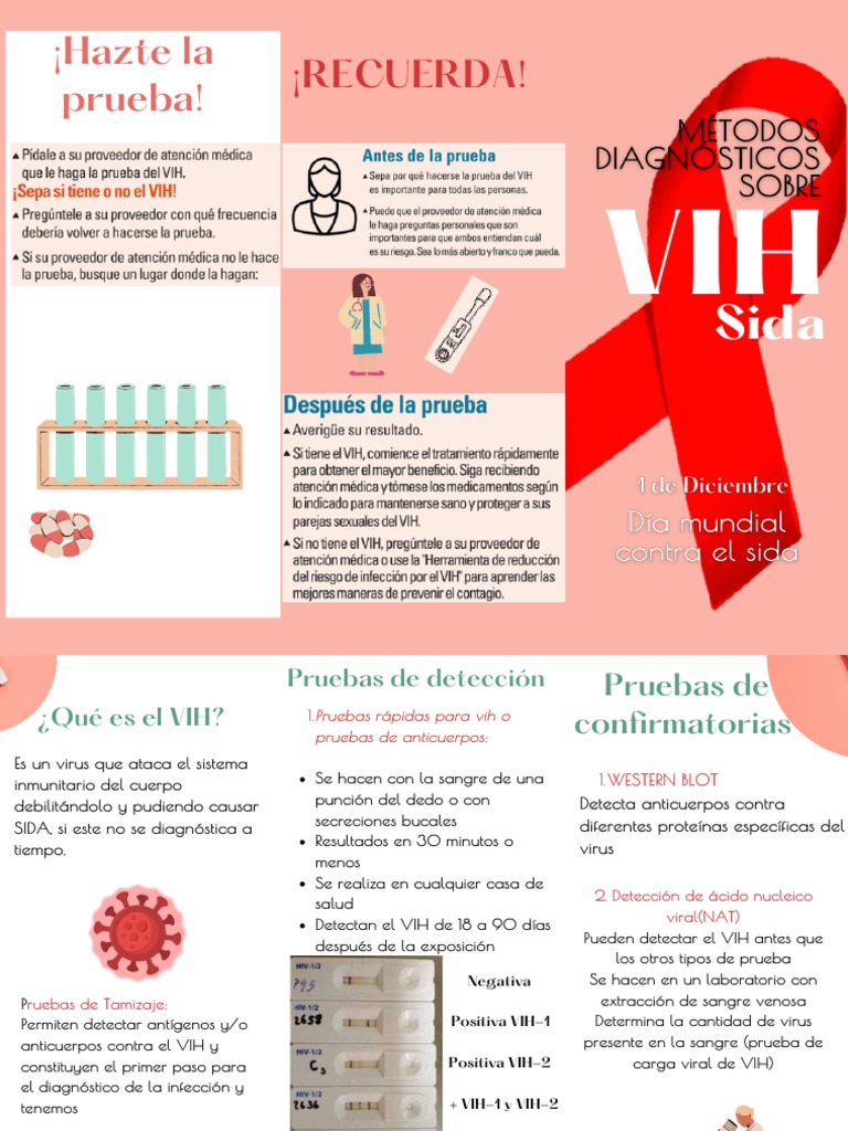 Folleto Tríptico Informativo Datos Sida Vih Sencillo Rosa Rojo Blanco | Descargar gratis PDF ...