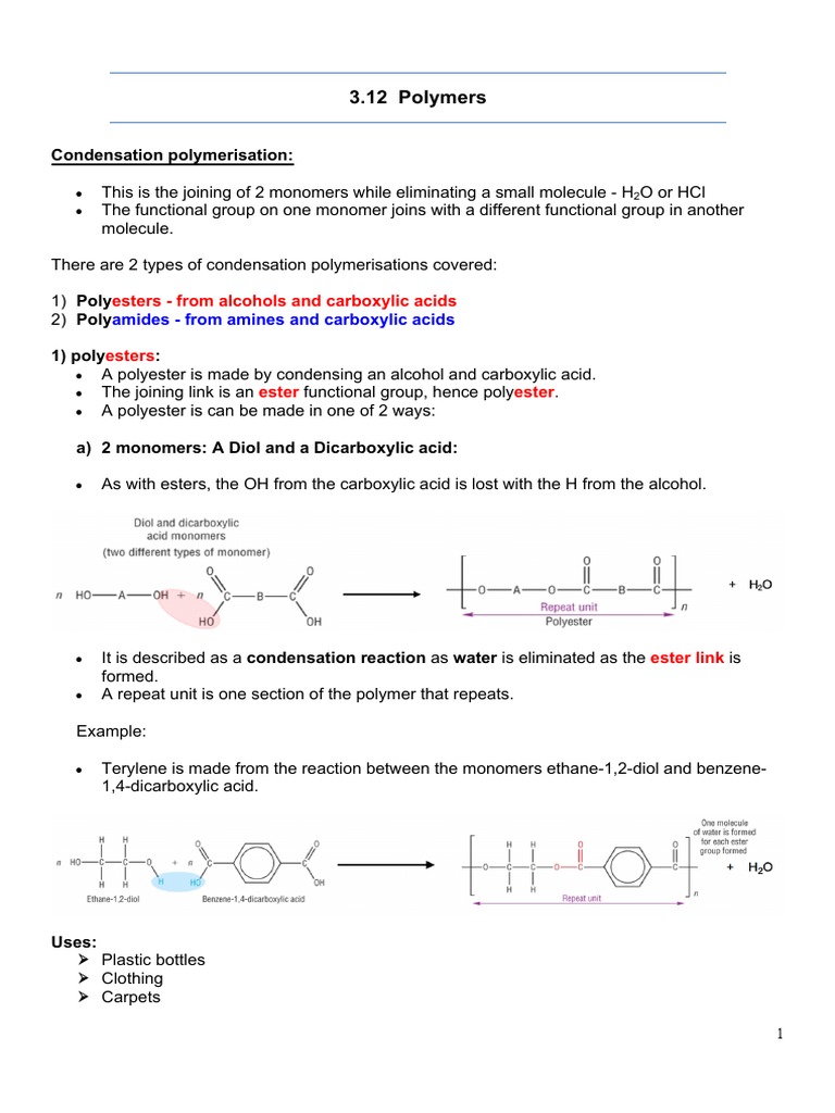 3.12 Polymers | PDF | Polyester | Polymers