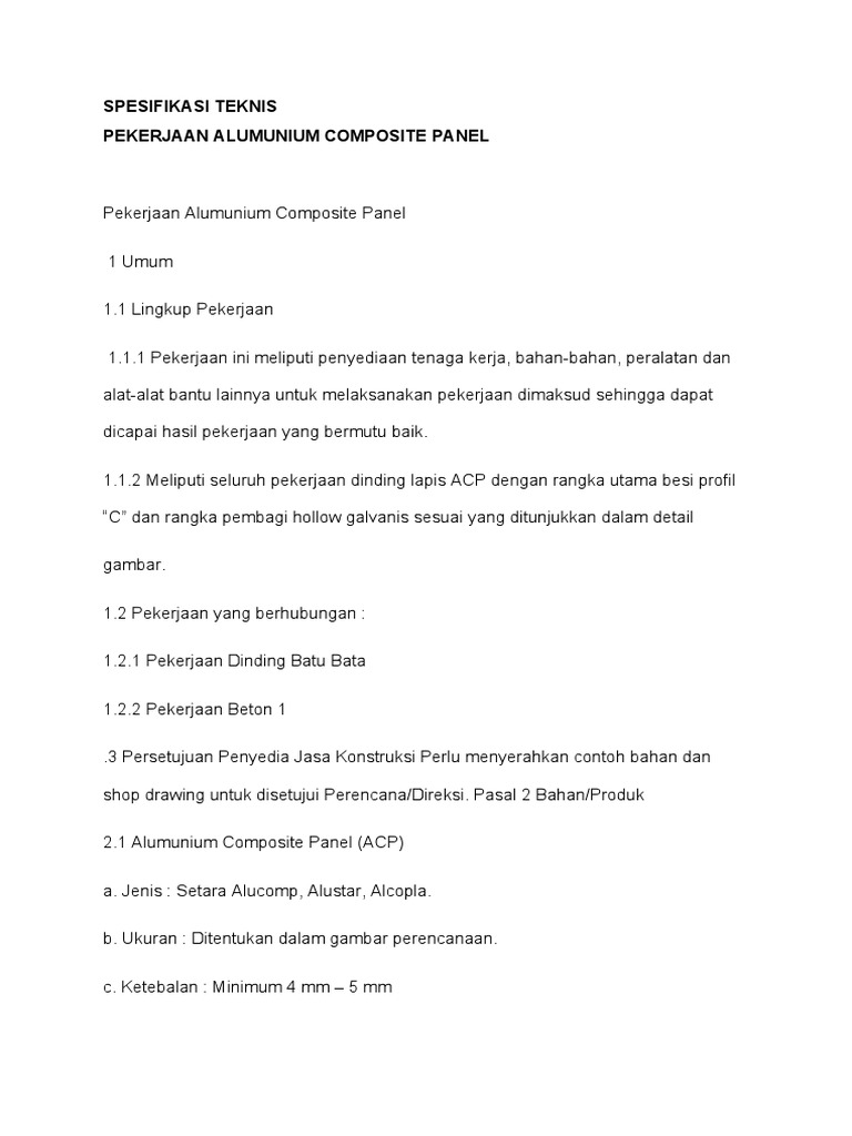 Spek Tek ACP | PDF