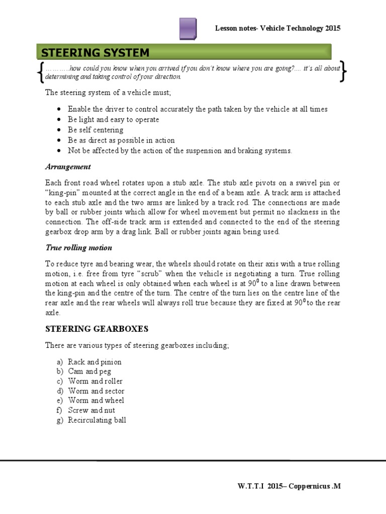 Steering System Final-1 | PDF | Steering | Axle