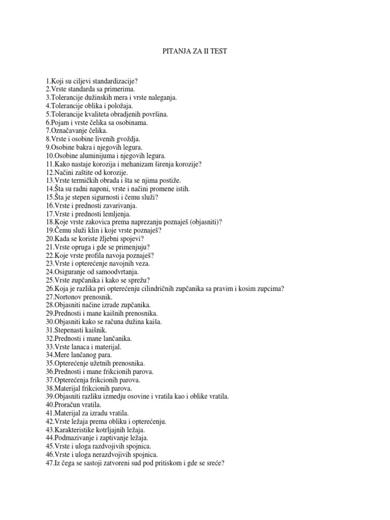 Pitanja Za Ii Test | PDF