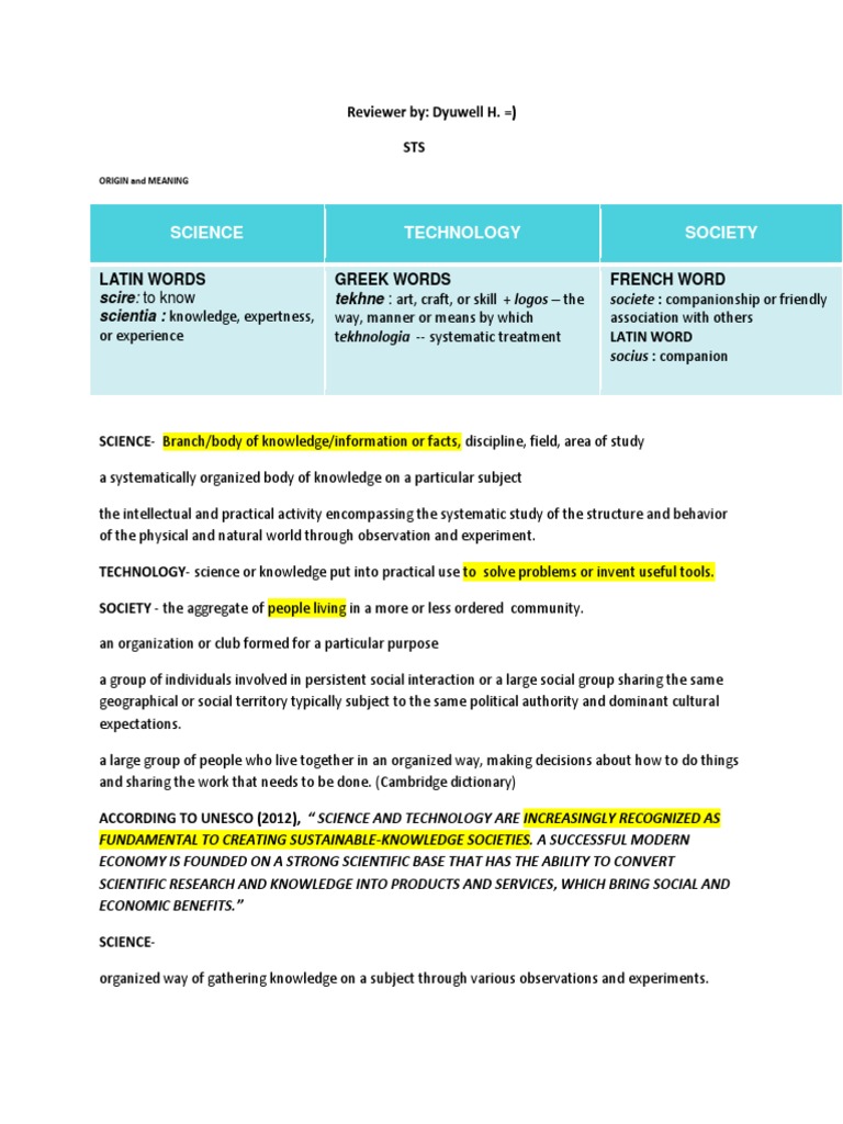STS - Reviewer by DyuwellHabz | PDF | Science | Scientific Revolution