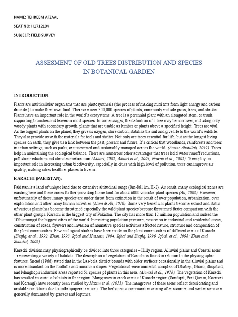 Botanical Garden Report | PDF | Trees | Plants