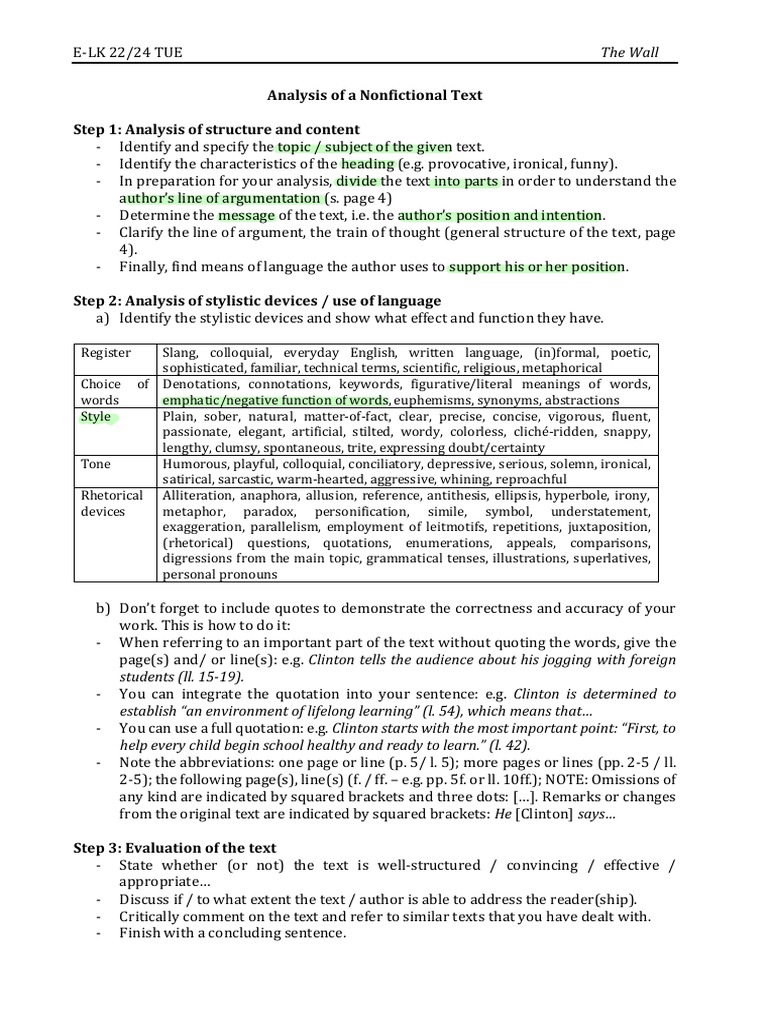 Analysis of A Nonfiction | PDF | Ellipsis | Grammar