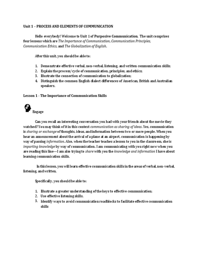 Lesson 1 The Importance of Communication | PDF | Communication ...
