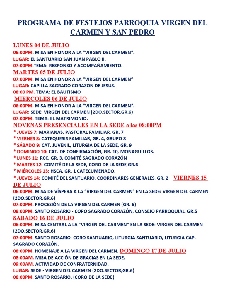 Programa de Festejos 2022 | PDF