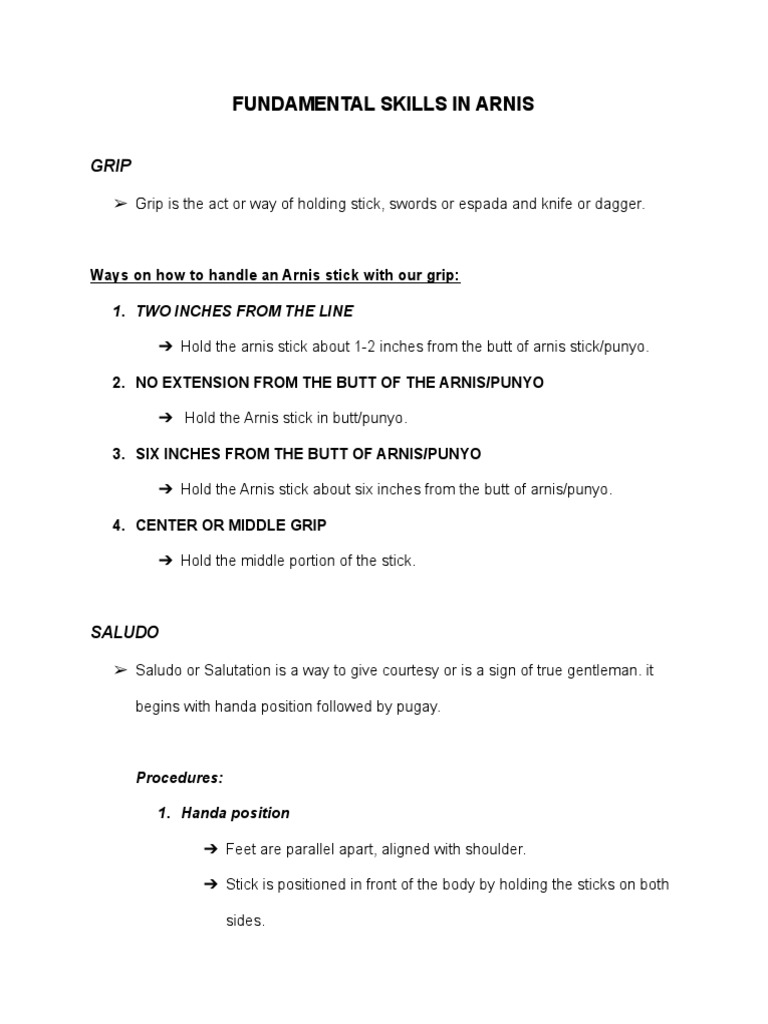 Fundamental Skills In Arnis Pdf