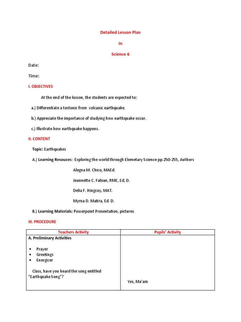 Lesson Plans | PDF | Earthquakes | Plate Tectonics