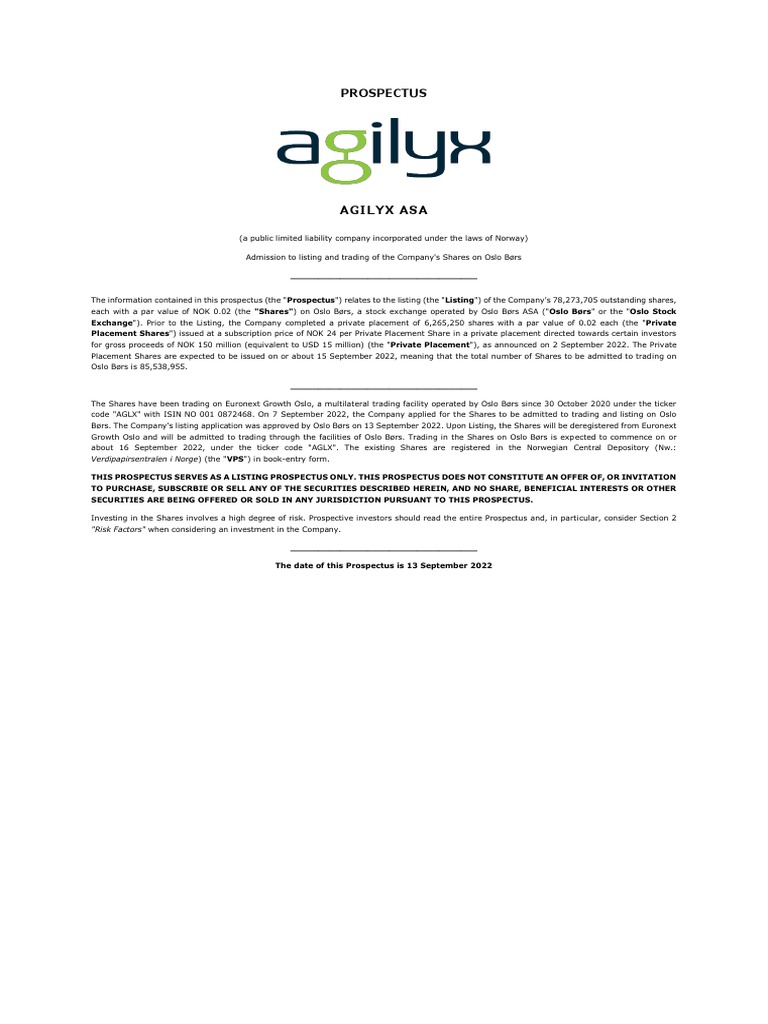 20220916-Agilyx - Prospectus | PDF | Patent | Stocks