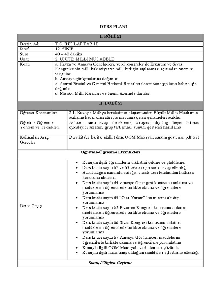 Ders Planı | PDF