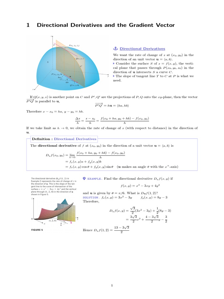 1 Directional Derivatives and The Gradient Vector | PDF | Maxima And ...
