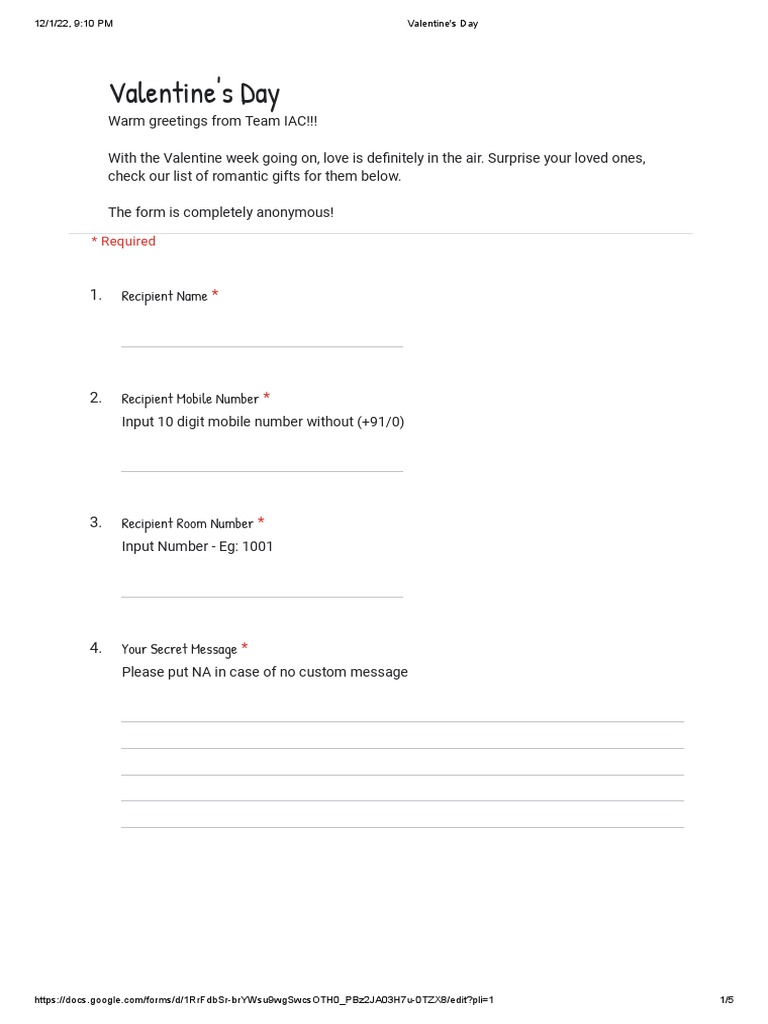 Valentine's Day - Google Forms IAC37 | PDF | Valentine's Day | Wire ...