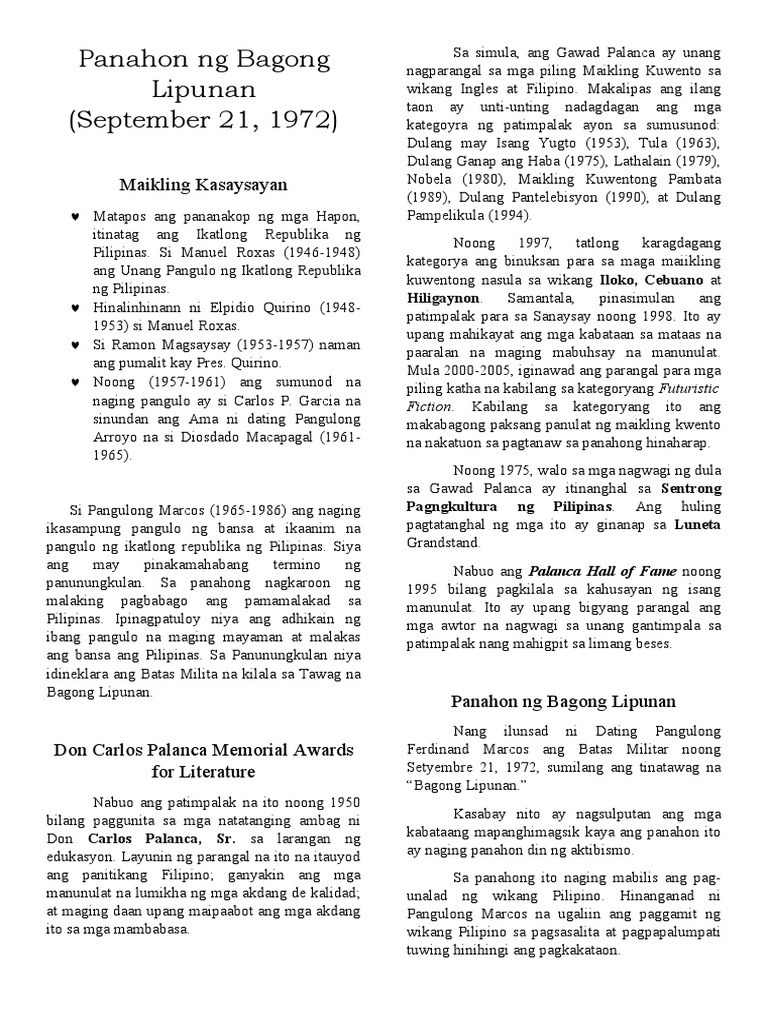 Lecture in PAL 101 - Panahon NG Bagong Lipunan | PDF