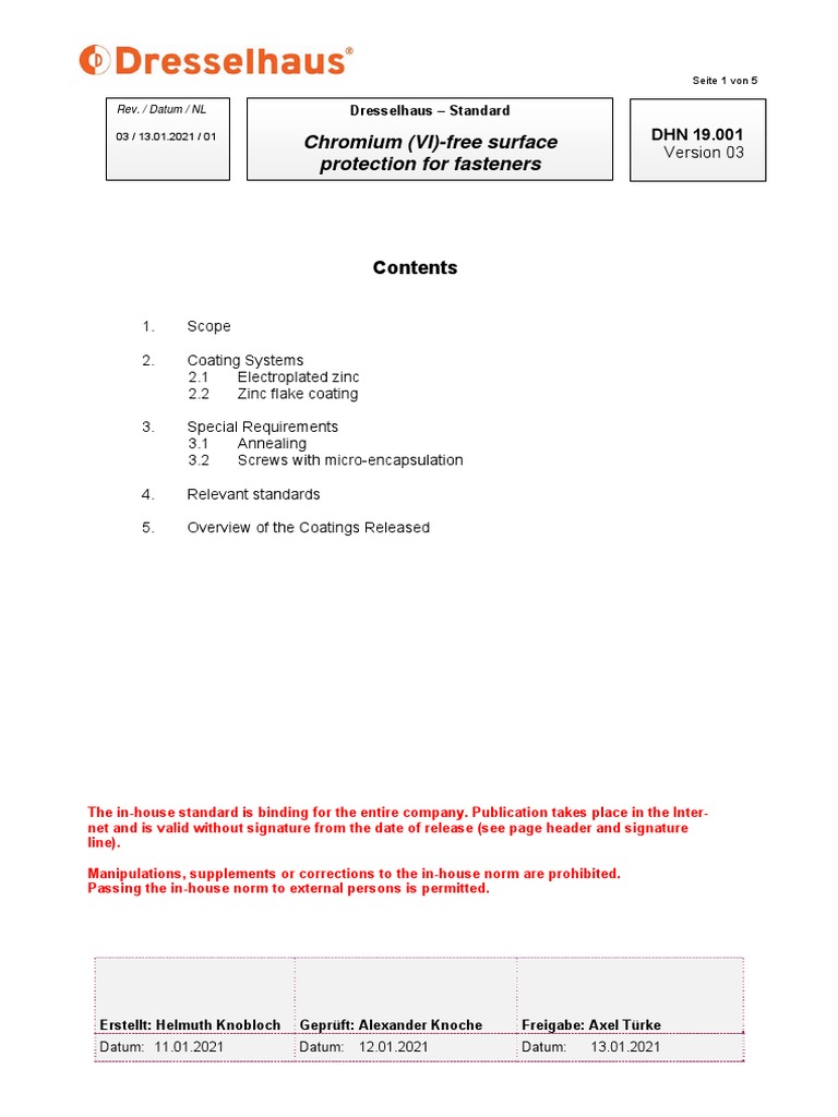 DHN 19.0001 Ver3.0 ENG | PDF | Screw | Corrosion