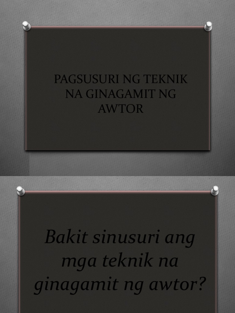 Pagsusuri NG Teknik Na Ginagamit NG Awtor | PDF