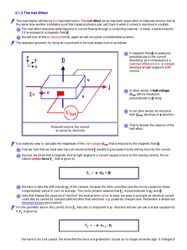 2.1.3 The Hall Effect | PDF | Magnetic Field | Force