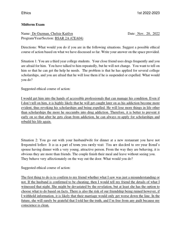 De Guzman, Chelsie Kaitlyn - Bsar 2a - Midterm | PDF | Self-Improvement | Wellness