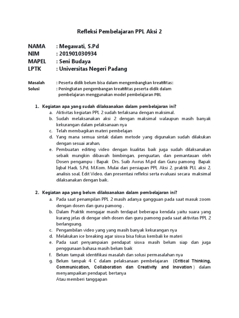 Refleksi PP 2 | PDF | Karier & Perkembangan