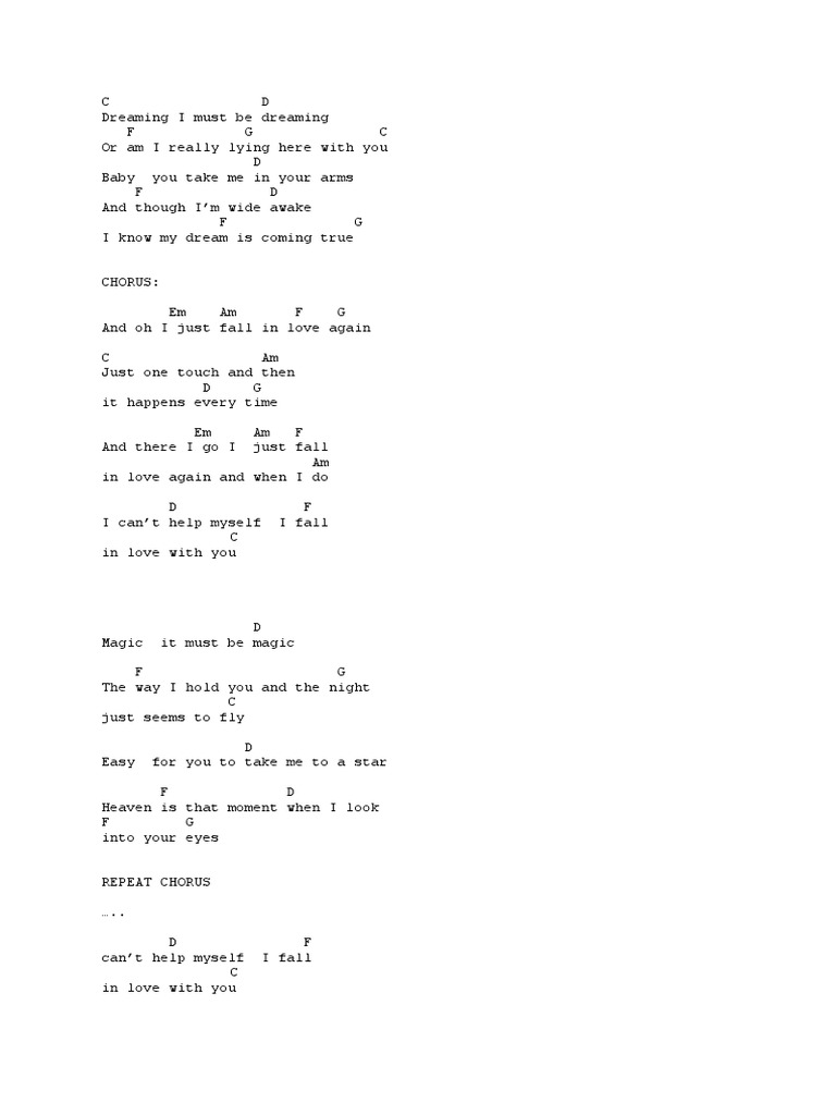 Lyrics to "Fall in Love Again" | PDF