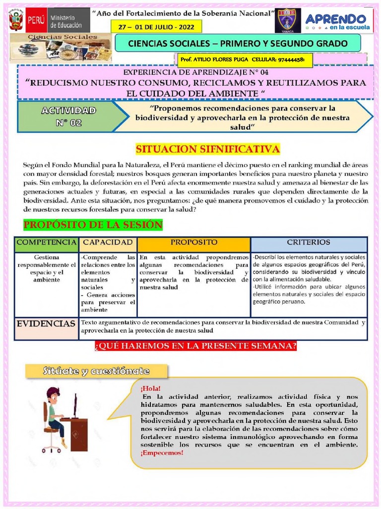 Experiencia de Aprendizaje 4 - Ciencias Sociales - Actividad 02 - 1ero y 2do Grado - 2022 ...