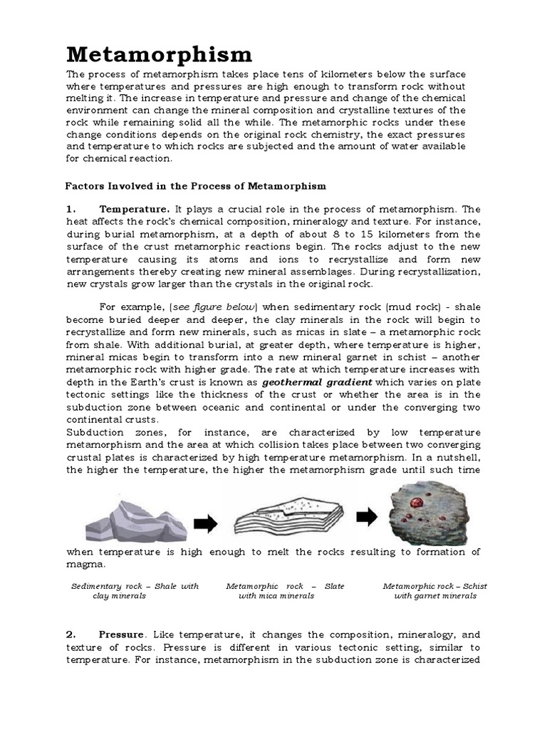HANDOUT Metamorphism | PDF | Rock (Geology) | Minerals