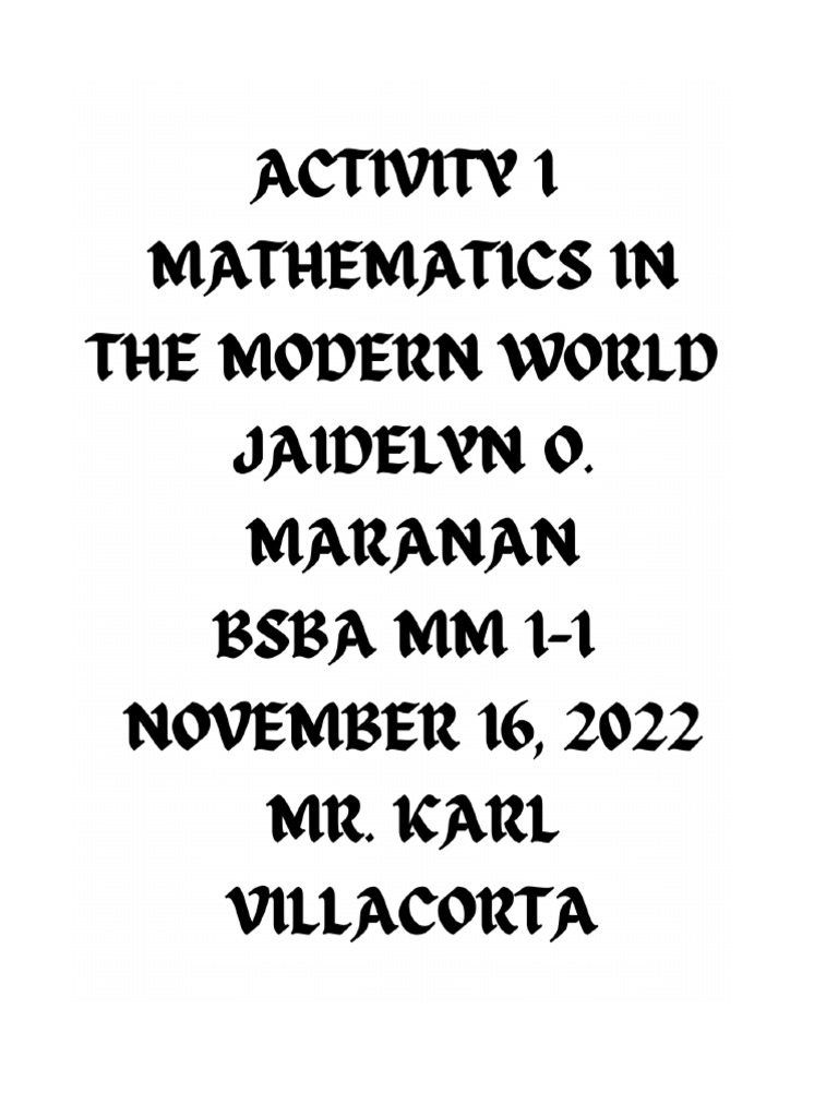 Maranan Bsba MM-1-1 Activity1 | PDF | Mathematics | Cognition