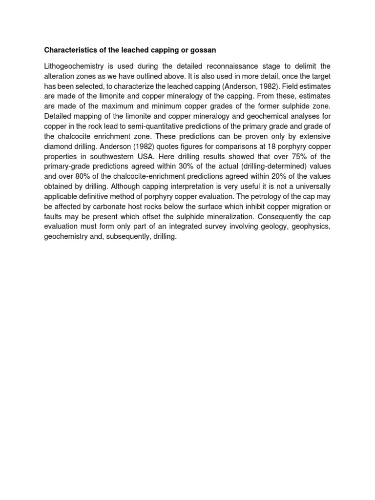 Characteristics of The Leached Capping or Gossan | PDF