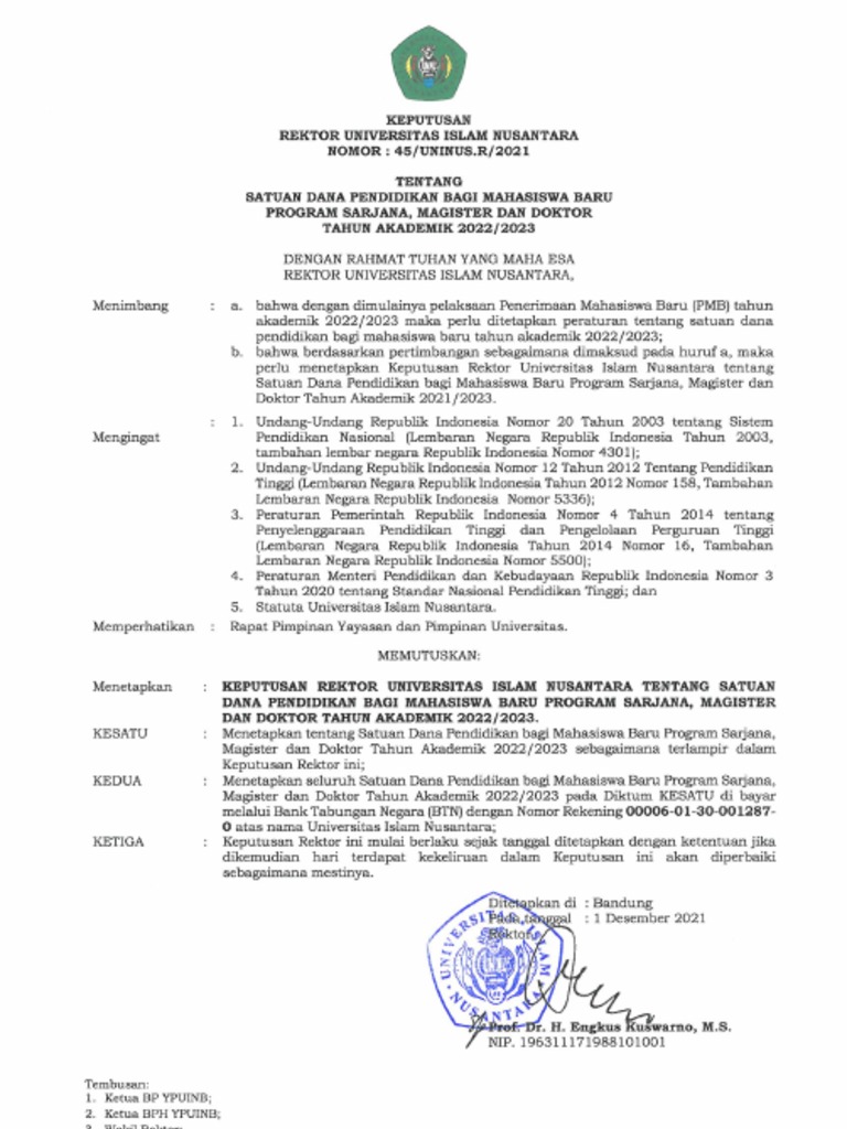 SK Satuan Dana Pendidikan 2022 2023 | PDF