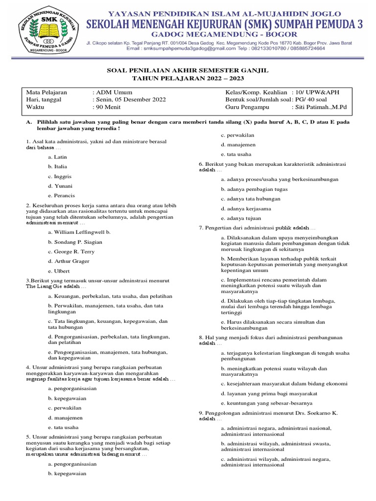Soal Pas Adm U | PDF