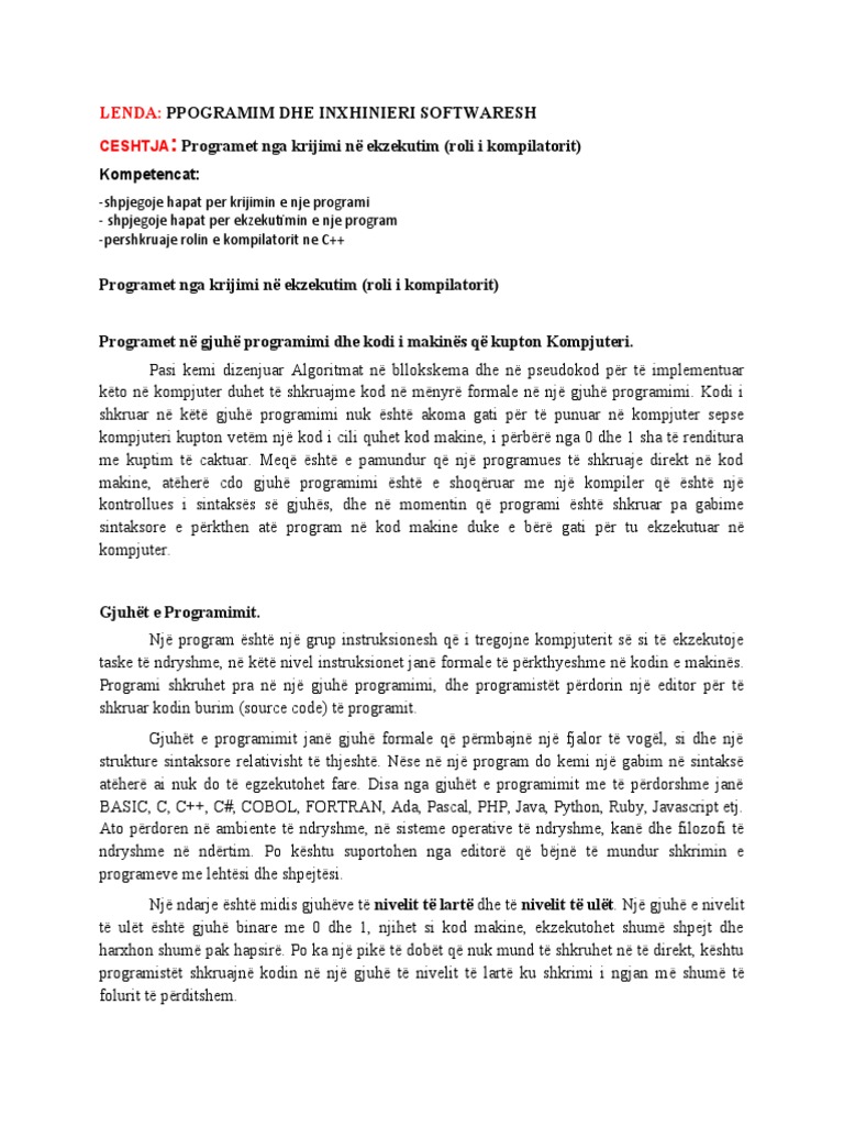 Programet Nga Krijimi Ne Ekzekutim | PDF
