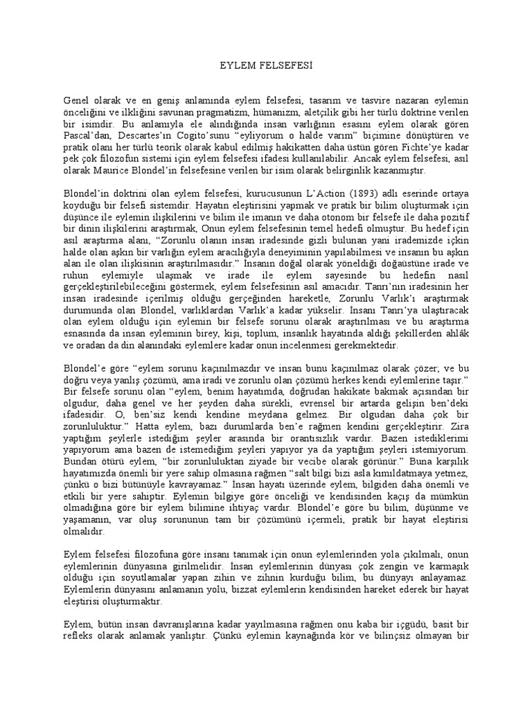 Ali Osman Gundogan Eylem Felsefesi | PDF