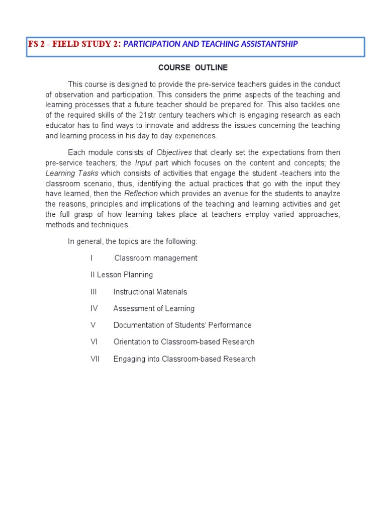 Revised FS 2 Module in Participation and Teaching Assistantship 1 1 | PDF | Educational ...