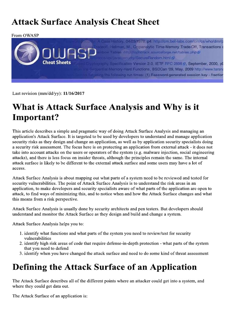 Attack Surface Analisys Cheat Sheet | PDF