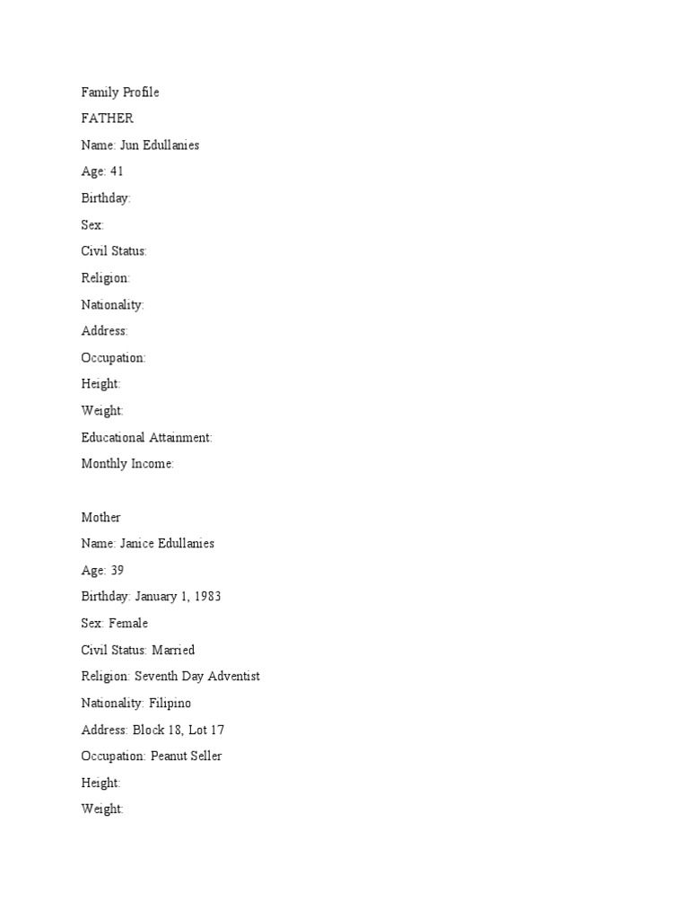 Family Profile | PDF | Nursing | Health System