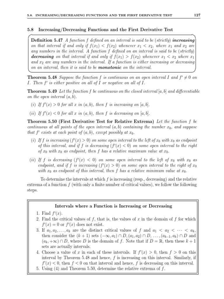 Increasing and Decreasing Functions | PDF | Maxima And Minima | Function (Mathematics)