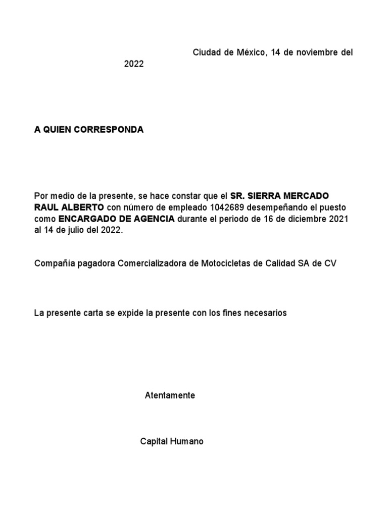 Carta Laboral | PDF